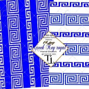Blue Greek Key Digital Paper White Royal Blue Greek Key - Etsy