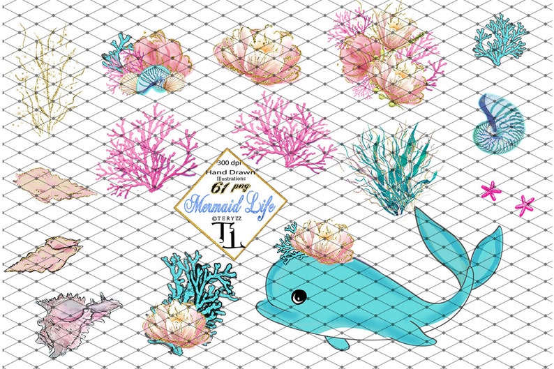 Mermaid Clipart Underwater Clip Art Cute Mermaids Rainbow - Etsy