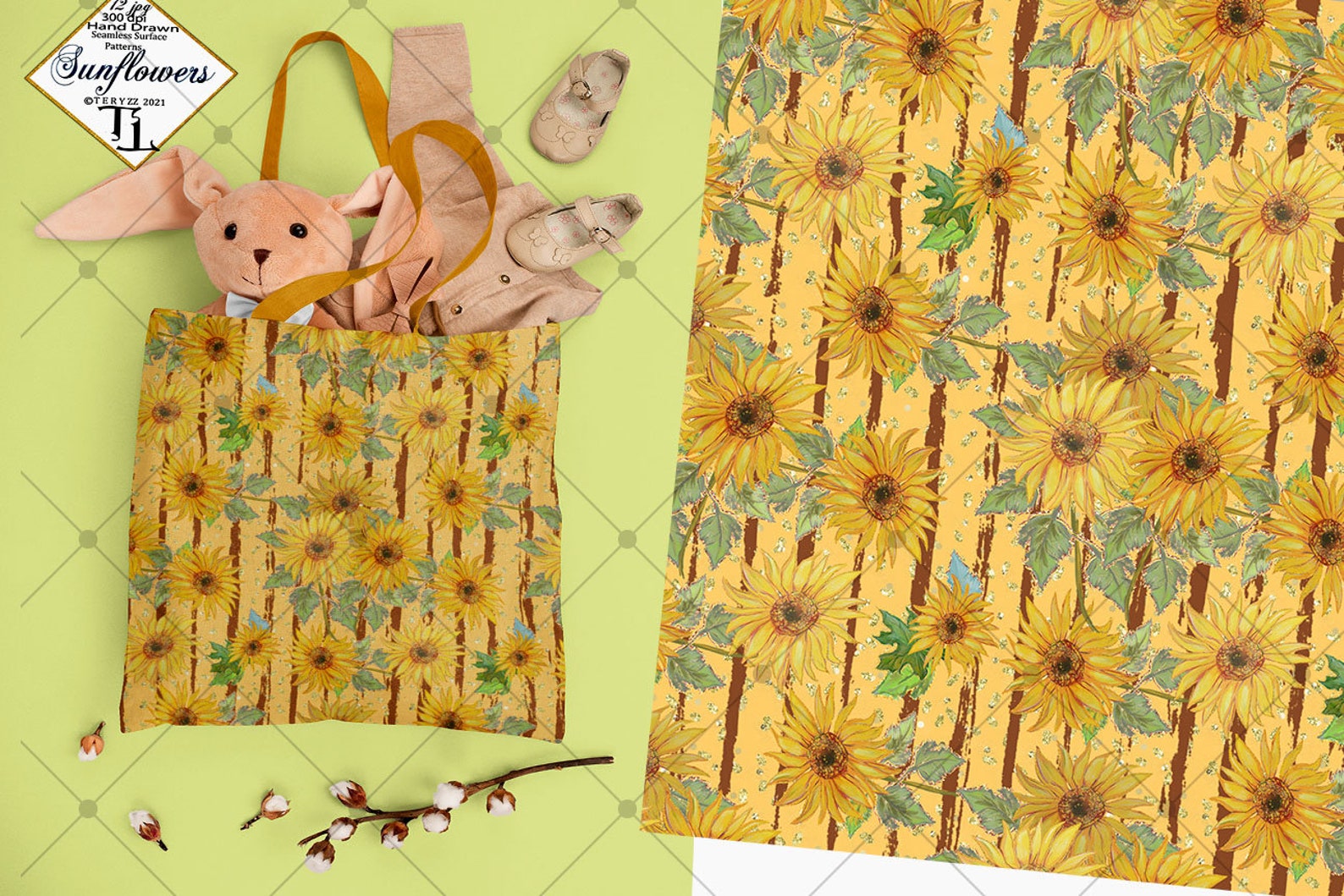 Sunflower Digital Paper Seamless Patterns Printable - Etsy