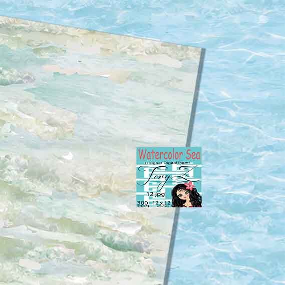 Watercolor Sea Digital Paper Sea Waves Digital Paper Nautical - Etsy