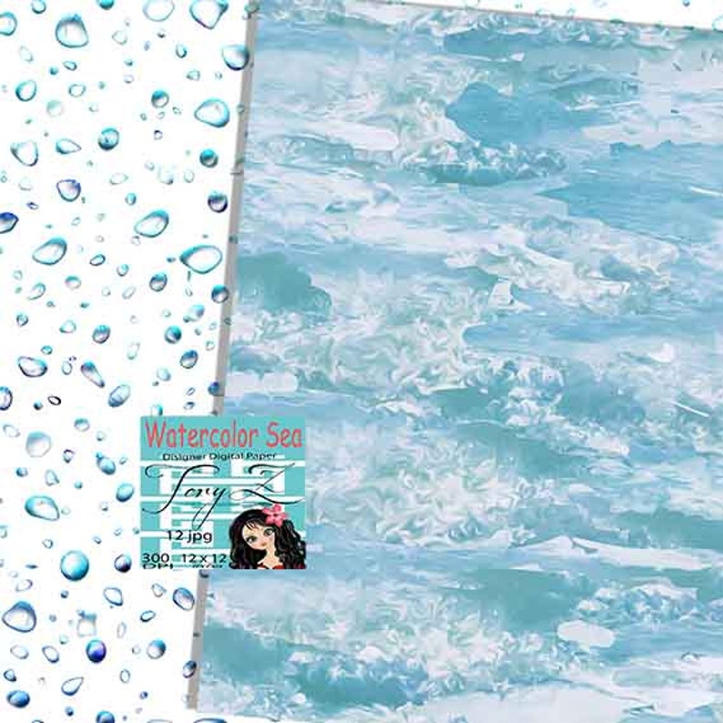 Watercolor Sea Digital Paper Sea Waves Digital Paper Nautical | Etsy