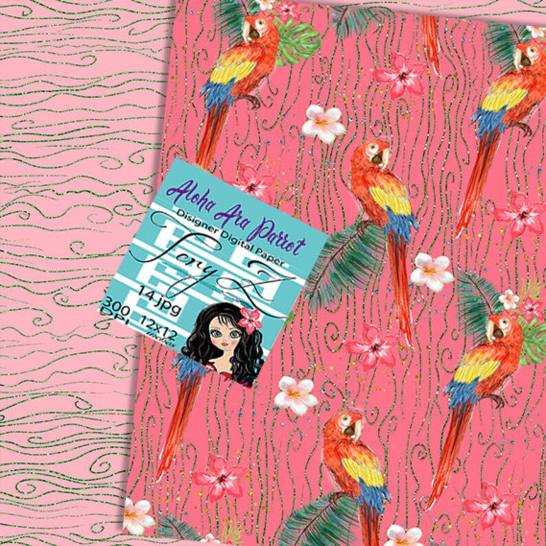 Aloha Digital Paper Tropical Digital Paper Ara Parrot - Etsy