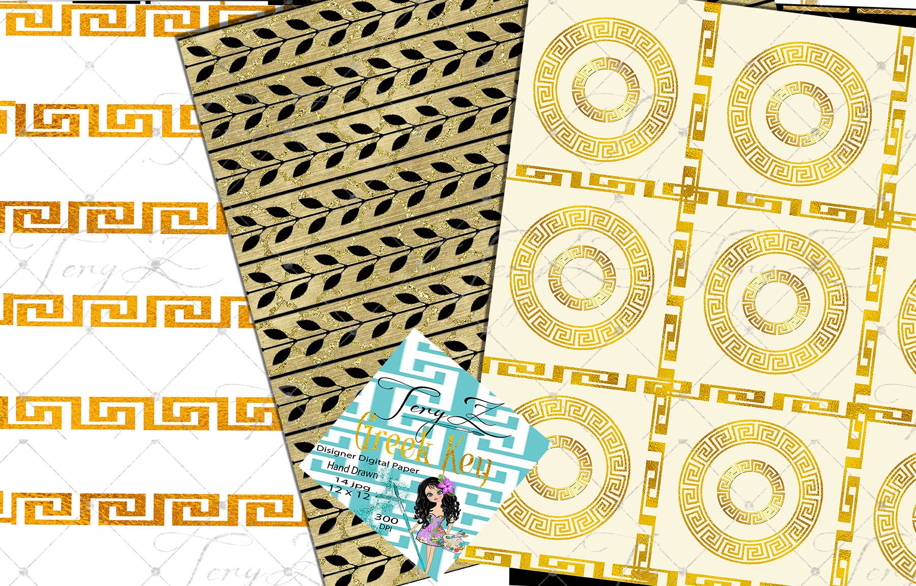 Gold Greek Key Digital Paper Greek Key Patterns Scrapbooking - Etsy