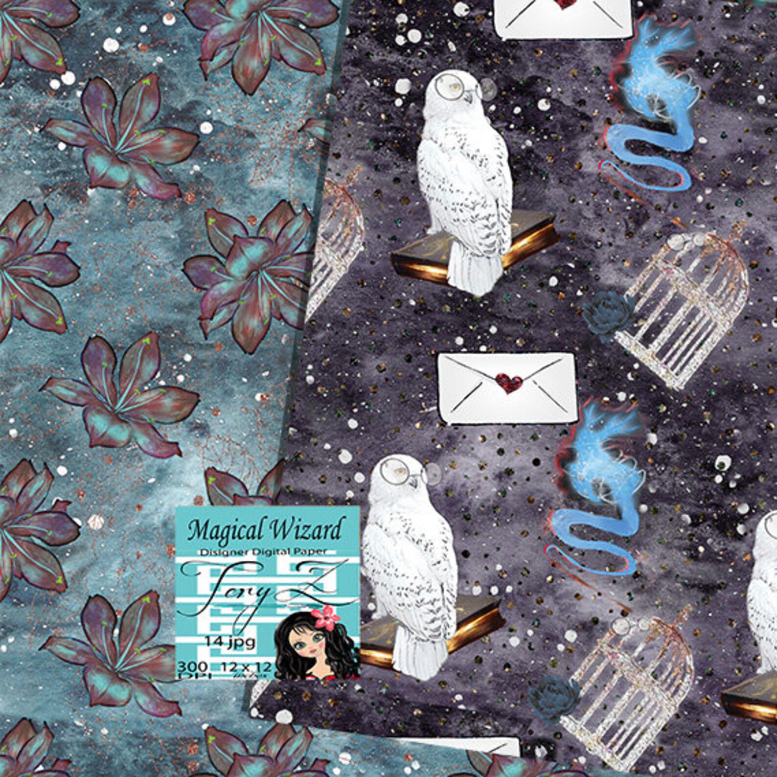 Wizard School Magic Digital Paper, Magic School Paper, Magic Fairy Wand ...