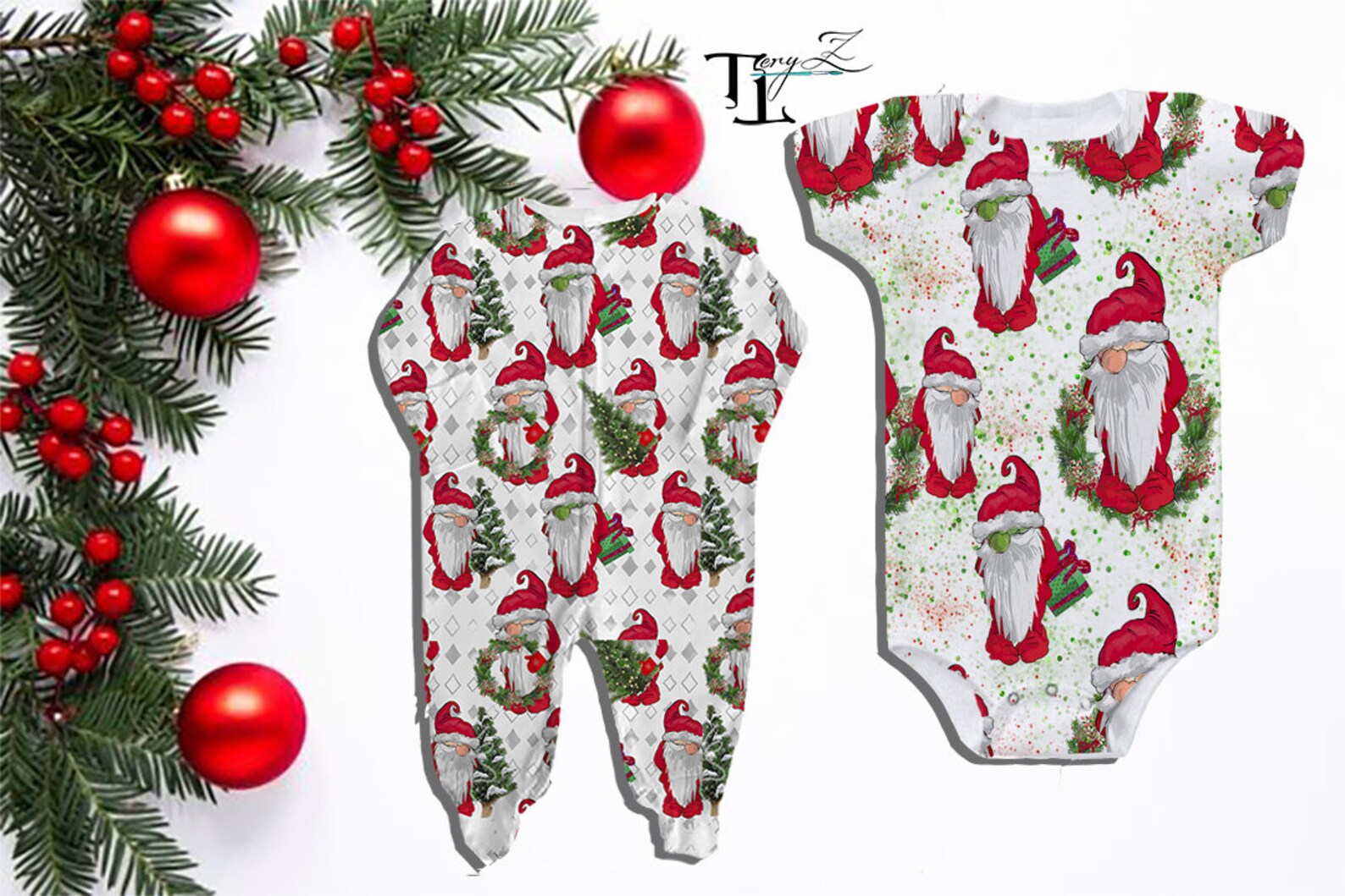 Gnome Digital Paper Santa Claus Christmas Seamless Pattern - Etsy