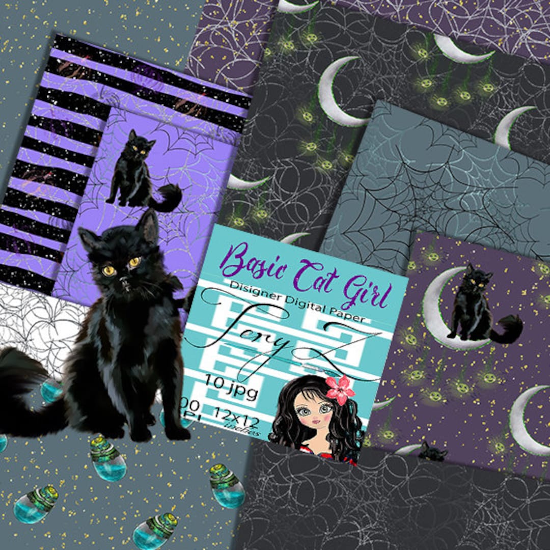 Halloween Basic Digital Paper,halloween Moon Glitter Paper Poison Black ...