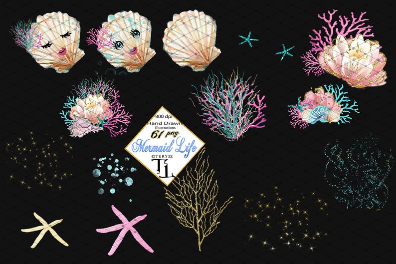 Mermaid Clipart Underwater Clip Art Cute Mermaids Rainbow - Etsy