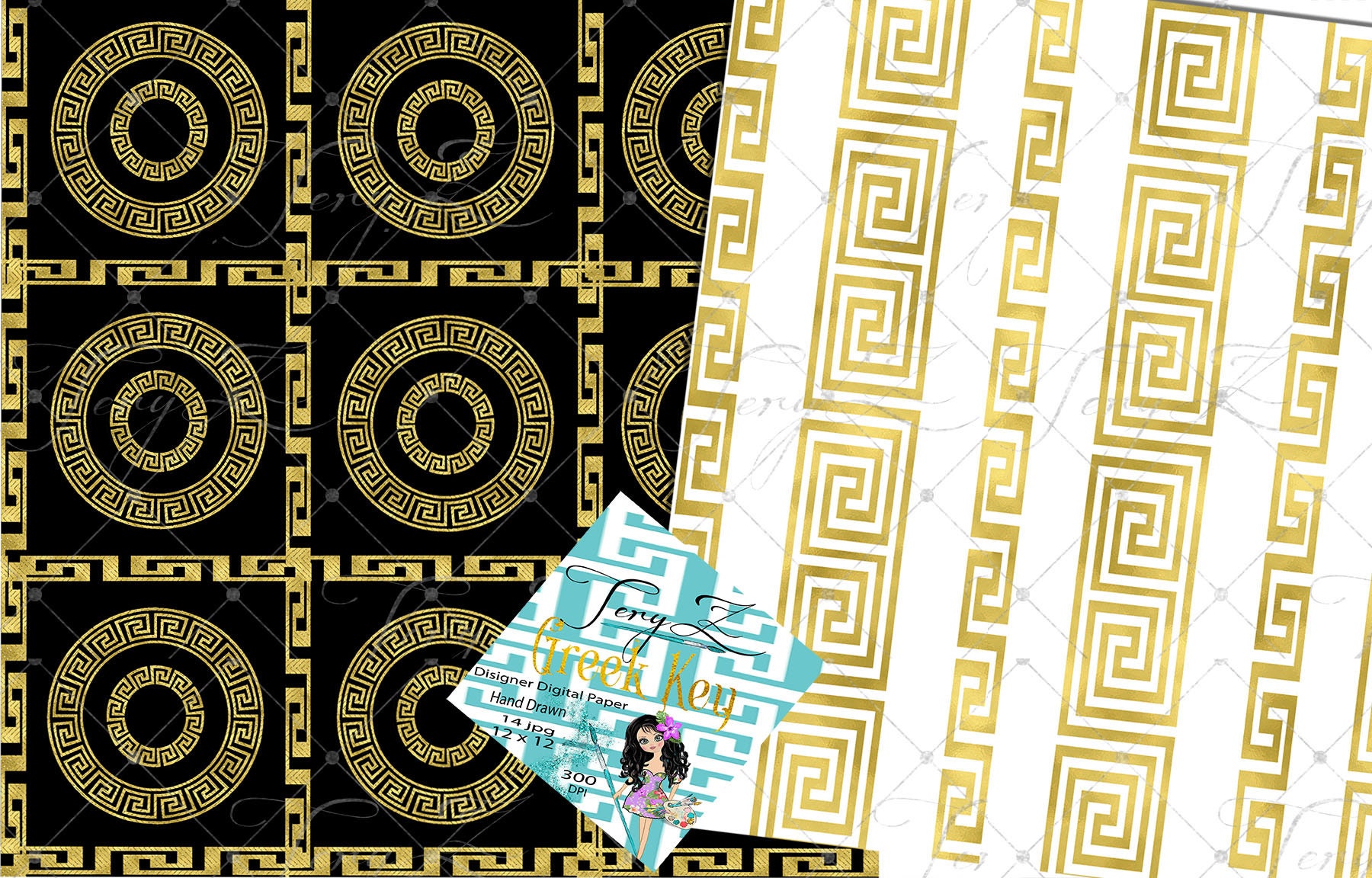 Gold Greek Key Digital Paper, Greek Key Patterns, Scrapbooking Greek ...