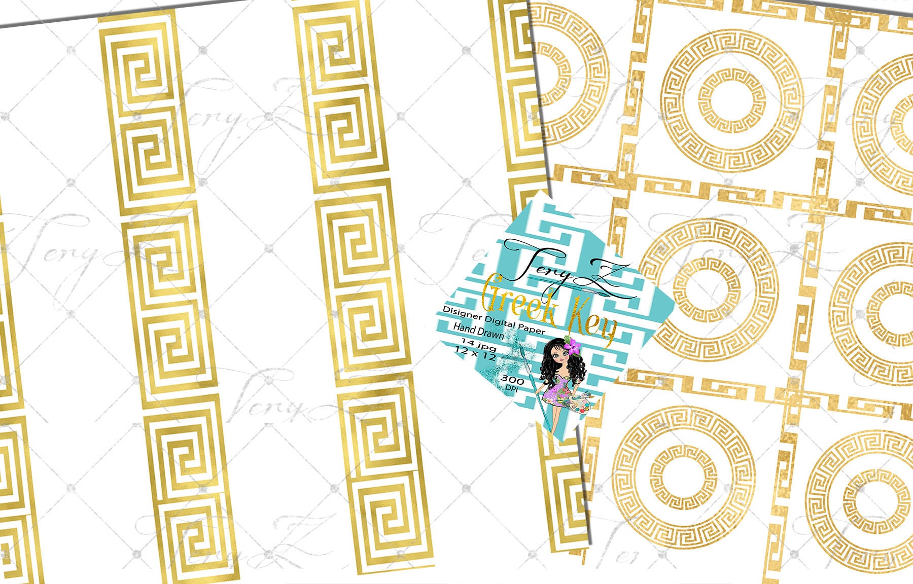 Gold Greek Key Digital Paper, Greek Key Patterns, Scrapbooking Greek ...