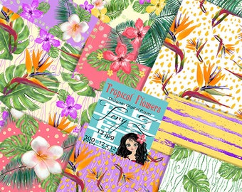 Hibiscus Scrapbook Paper Hawaiian Flowers Digital Paper - Etsy