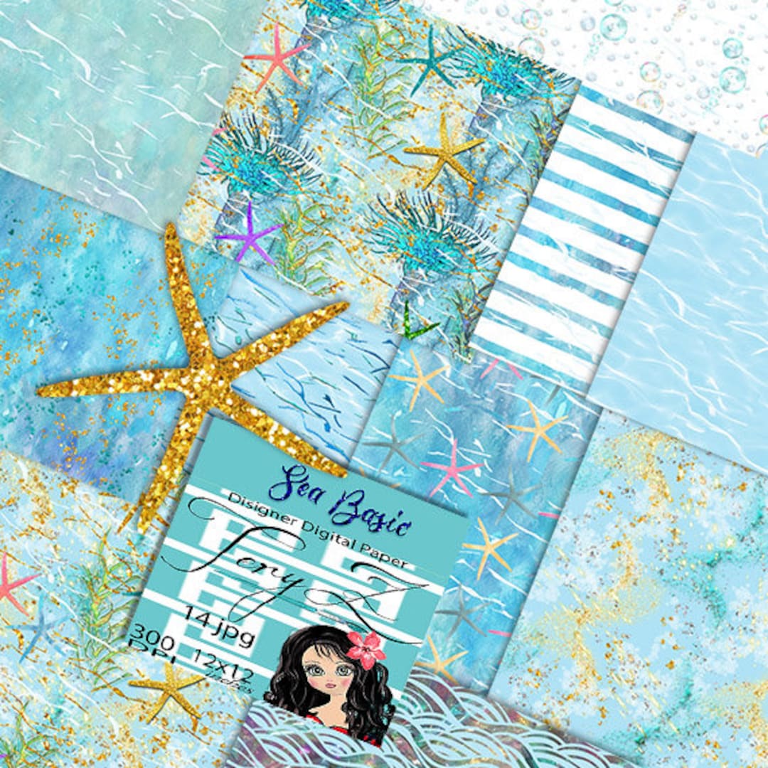 Watercolor Sea Digital Paper, Sea Background, Watercolor Blue Mint Aqua ...