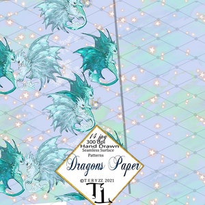 Dragon Digital Paper Watercolor Dragons Fantasy Art Seamless - Etsy