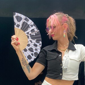 COW Print Folding Festival / Rave / Party Hand Fan / Animal ...