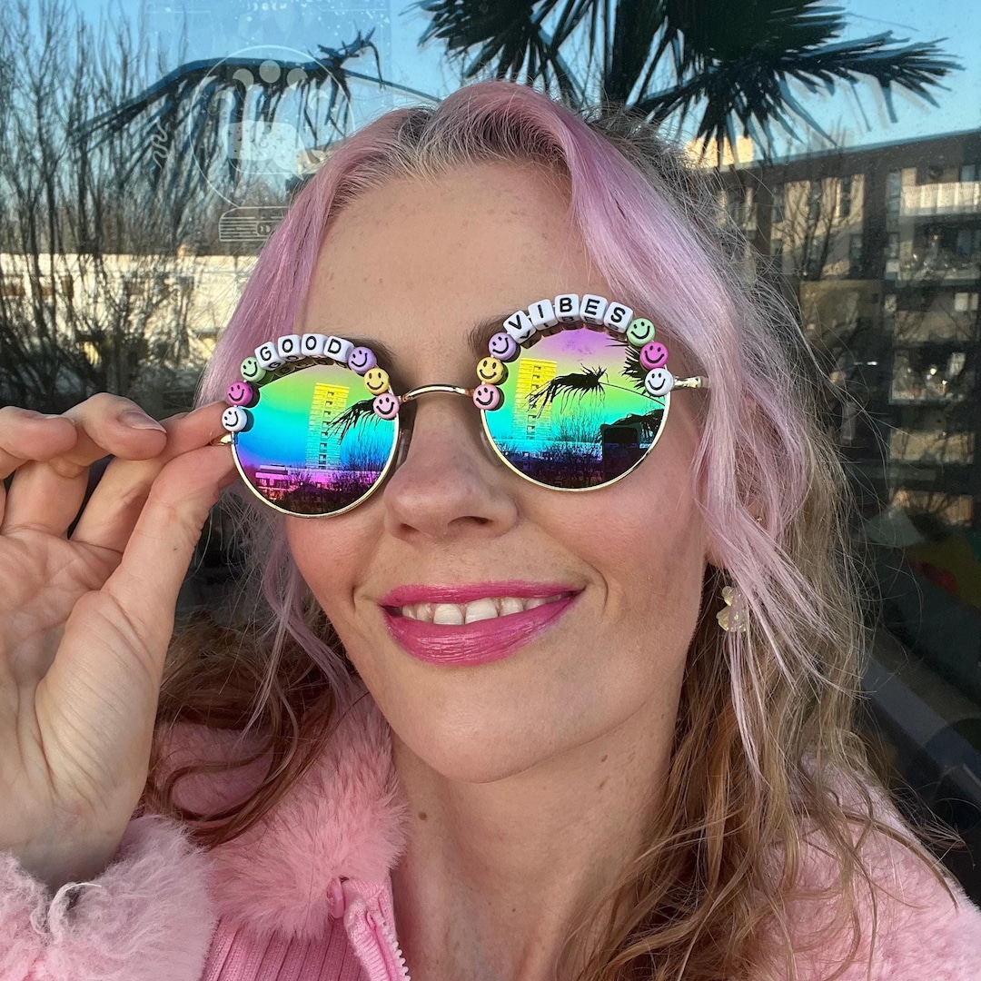 CUSTOM Text SMILEY FACE Round Rave Festival Sunglasses - Custom Designs ...