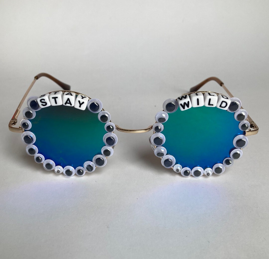 STAY WILD Round Googly Eye Festival Sunglasses Custom Text Available - Etsy