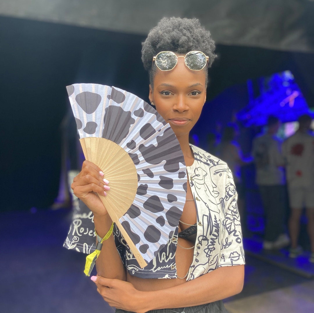 COW Print Folding Festival / Rave / Party Hand Fan / Animal ...