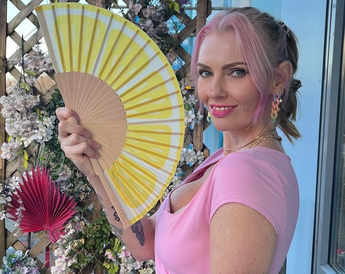 Lemon Fans Set of 10, Wedding Favors, Party Favours, Hand Painted Lemon ...