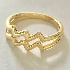 Aquarius Zodiac 14k Gold Rings, Zodiac Sign Jewelry Ring, Astrology ...