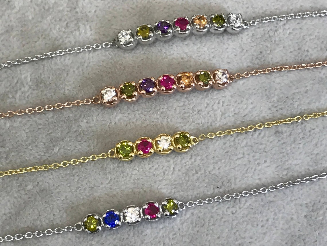 Birthstone Bracelet for Mothers 14k Gold Birthstone Bracelet - Etsy