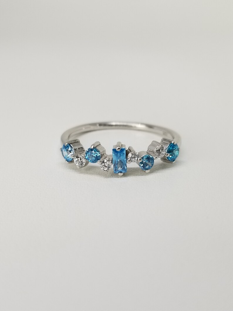 Cluster Gold Ring March Birthstone Birthday Gold Ring for - Etsy