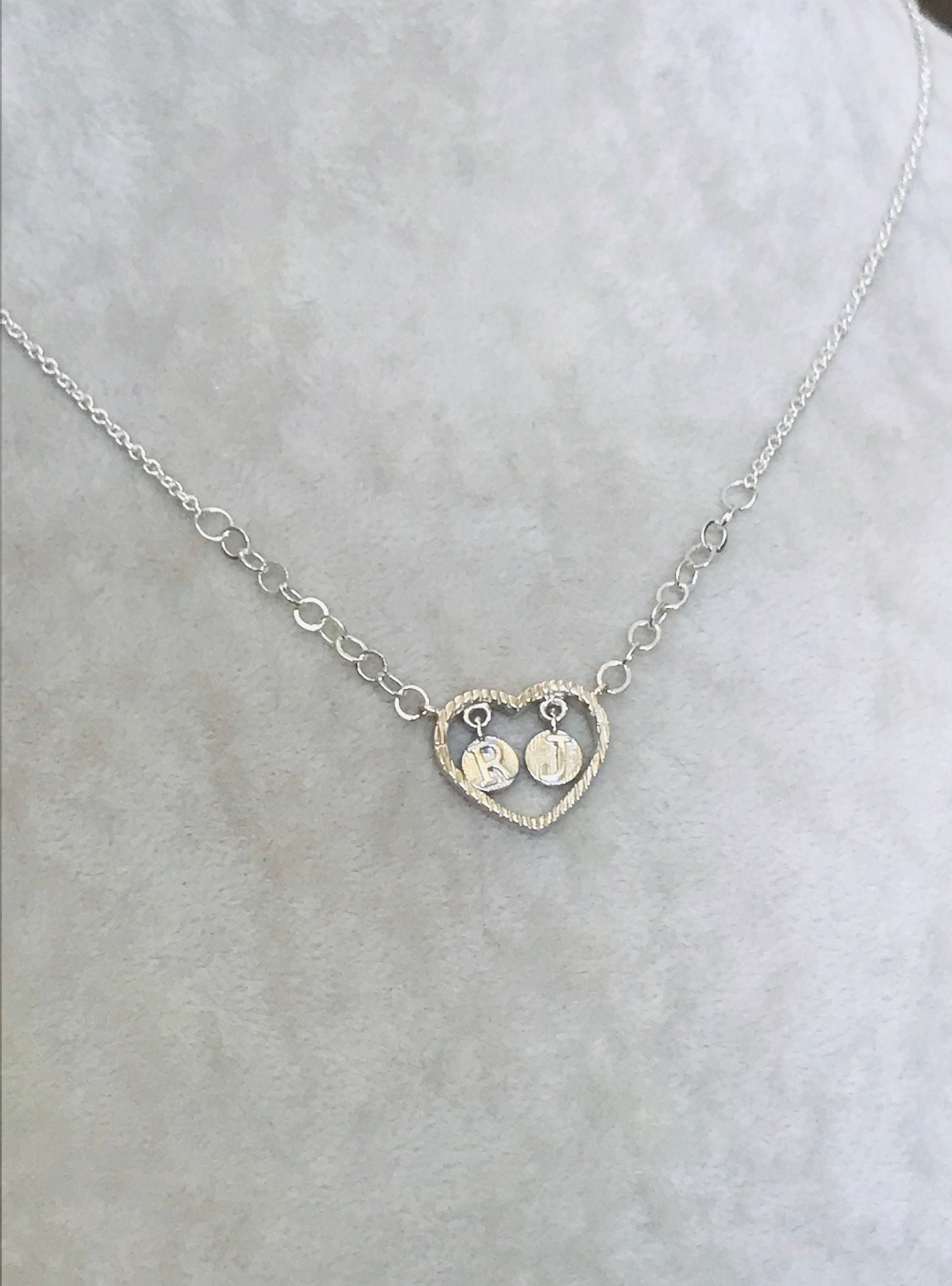 Personalized Couples Initial Necklace, Valantine's 14k Rose Gold ...
