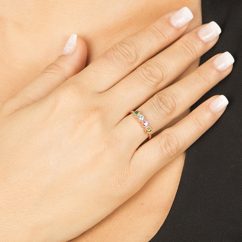 Rose Gold Mothers Day Ring Mothers Birthstone Ring Custom - Etsy