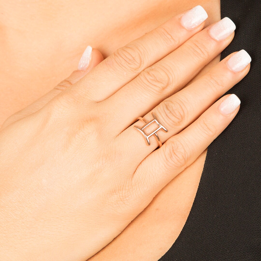 Gemini 14k Gold Zodiac Ring, Zodiac Sign Jewelry Rings, Astrology Sign ...