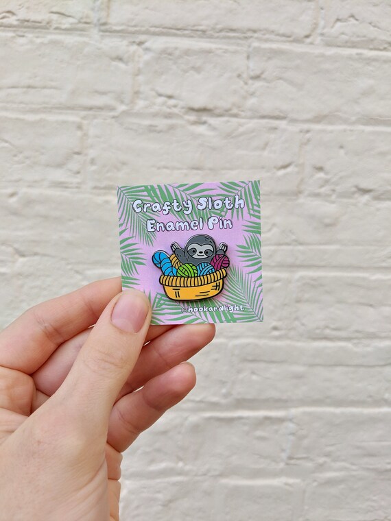 Crafty Sloth Enamel Pin Pin Badge Cute Pins Sloth Pins | Etsy