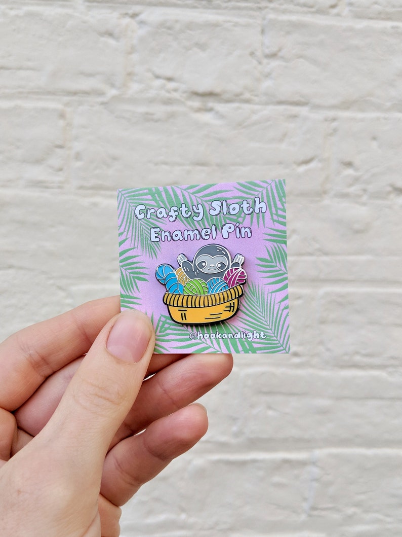 Crafty Sloth Enamel Pin Pin Badge Cute Pins Sloth Pins | Etsy