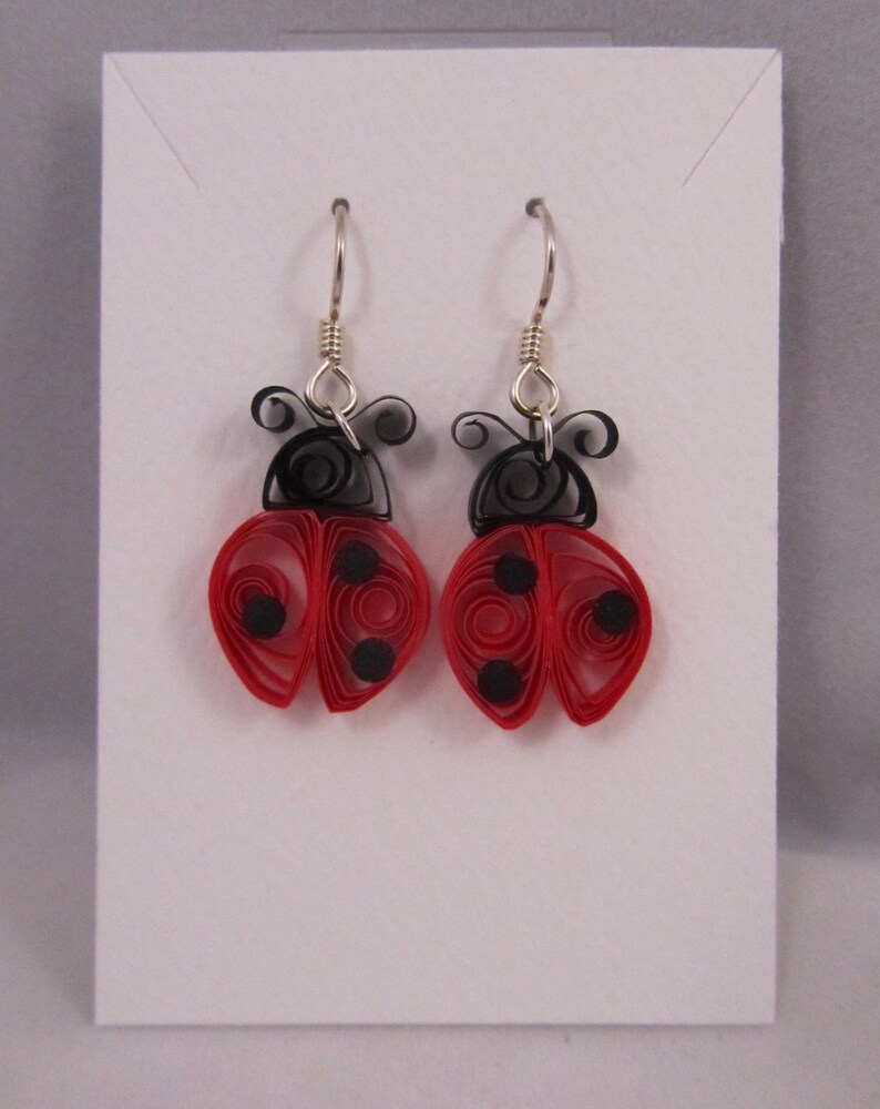 Paper Quilled Ladybug Earrings Handmade - Etsy