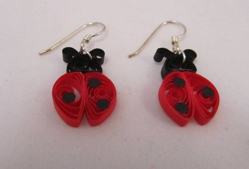 Paper Quilled Ladybug Earrings Handmade - Etsy