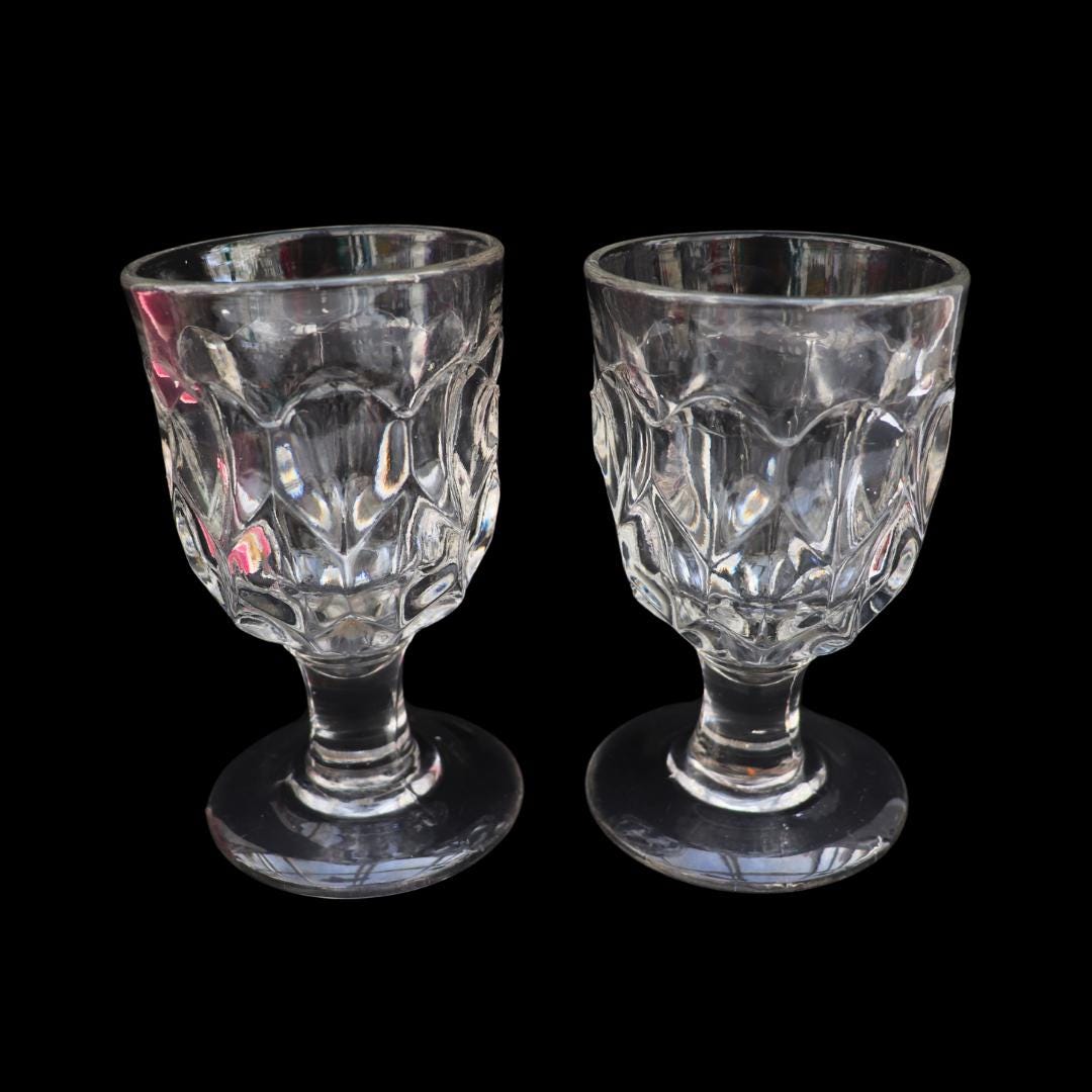 Pair of Antique Flint Glass Ashburton Water Goblets H 5.5'' Circa 1860 ...