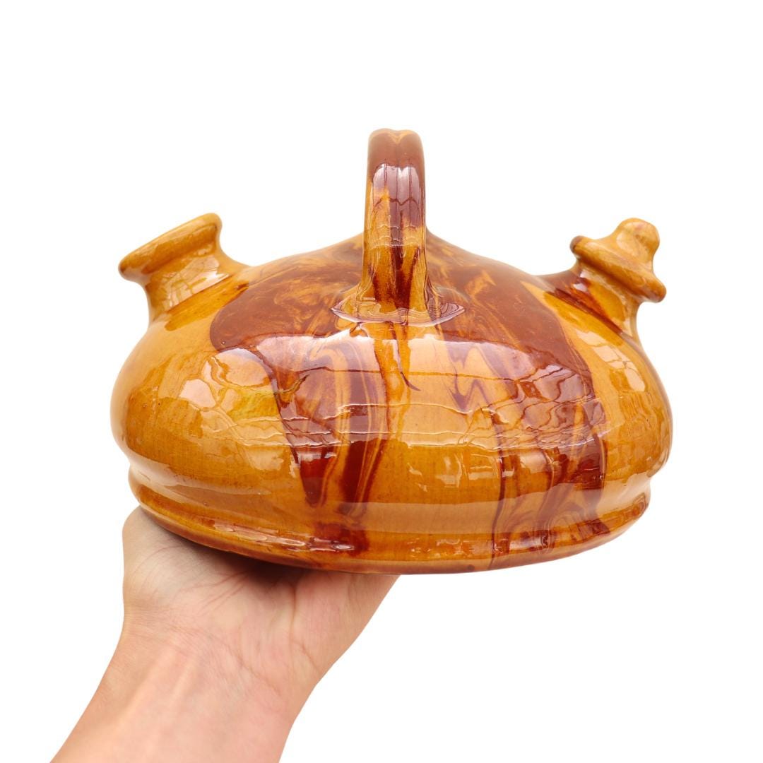 French Earthenware Pottery Bottle, Handmade French Rustic Pottery Decor ...