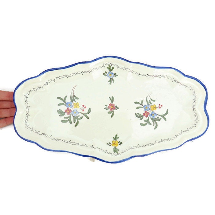 Spanish Ceramic Plate with Hand Painted Flowers By Figas Ribesalbes ...