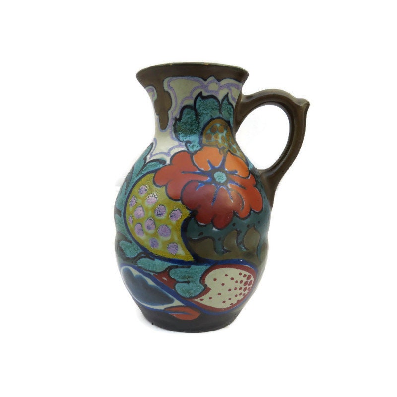 Small Gouda Pottery Nova Pattern C 1920's Pitcher Jug Vase .1920's ...