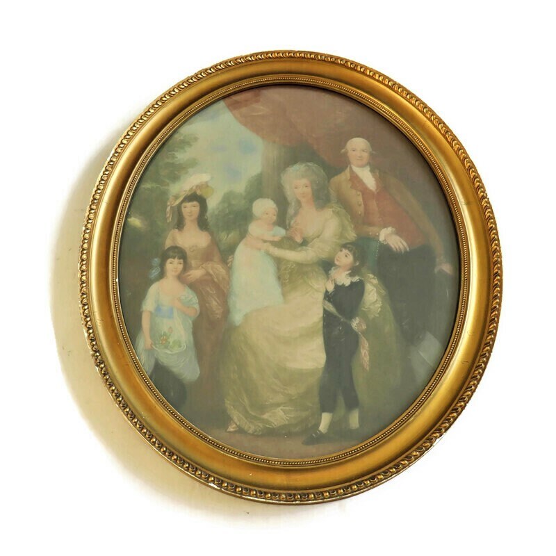 Antique French Oval Framed Lithograph Family Portrait .Mid 1800's ...