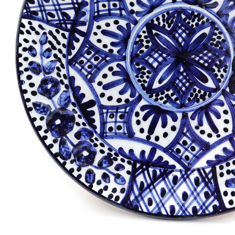 Spanish Ceramic Blue And White Wall Plate With Hand Painted Decoration ...