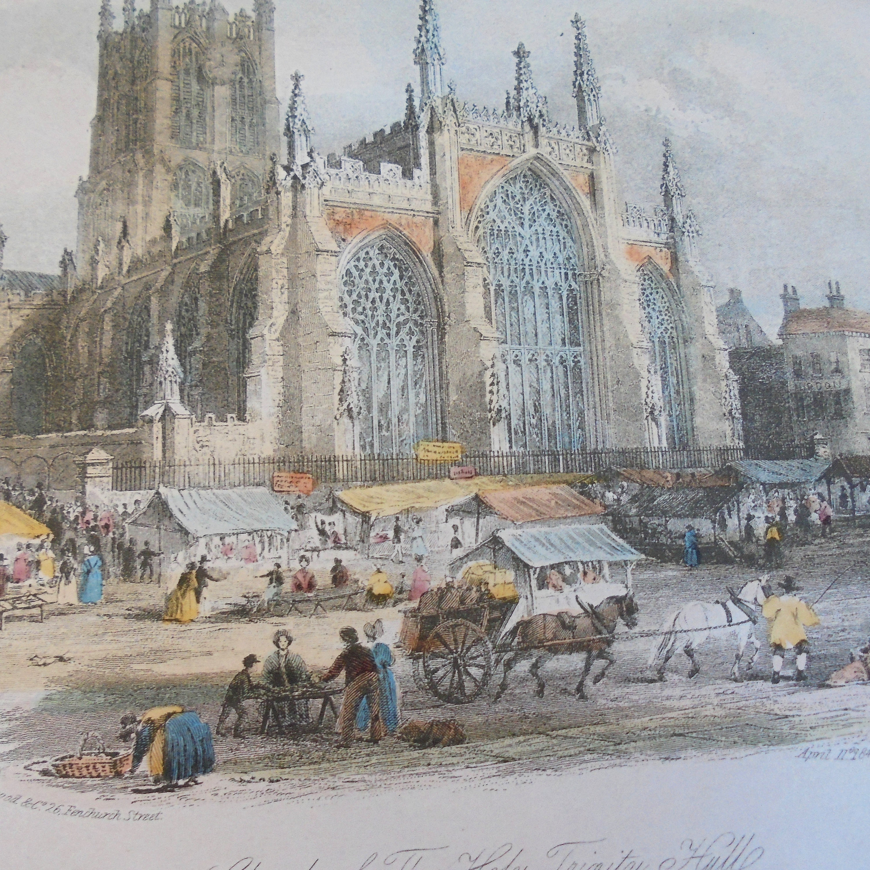 Original Antique Coloured Print 1842 Church Of The Holy Trinity Hull ...