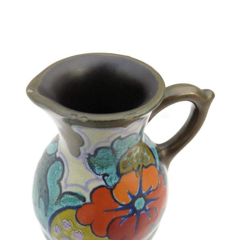 Small Gouda Pottery Nova Pattern C 1920's Pitcher Jug Vase .1920's ...