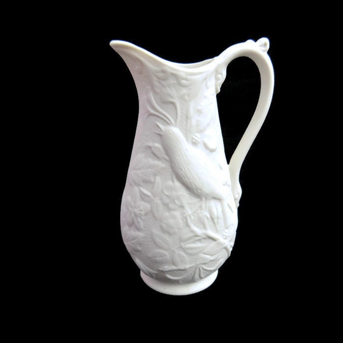 Portmeirion Parian Ware ''Nightingale'' White Milk Jug Creamer.White ...