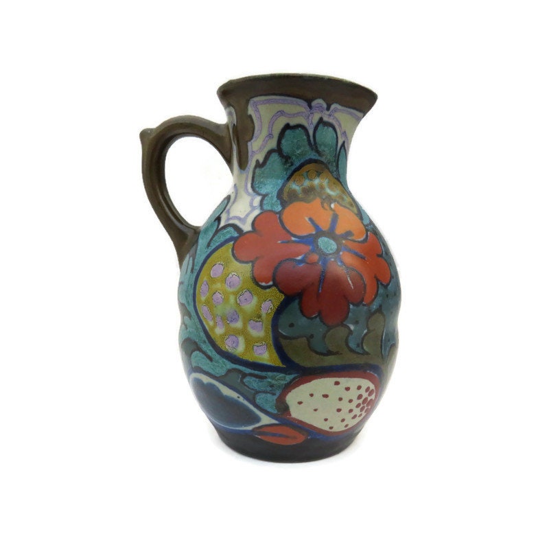 Small Gouda Pottery Nova Pattern C 1920's Pitcher Jug Vase .1920's ...