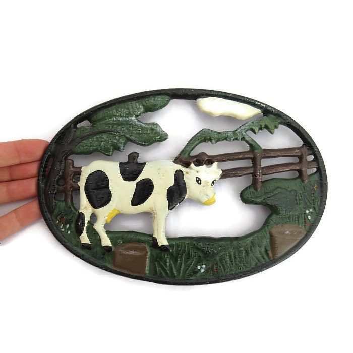 Cow Cast Iron Trivet Pan,Pot Rest .Farmhouse Kitchen Decor.Rustic Iron ...