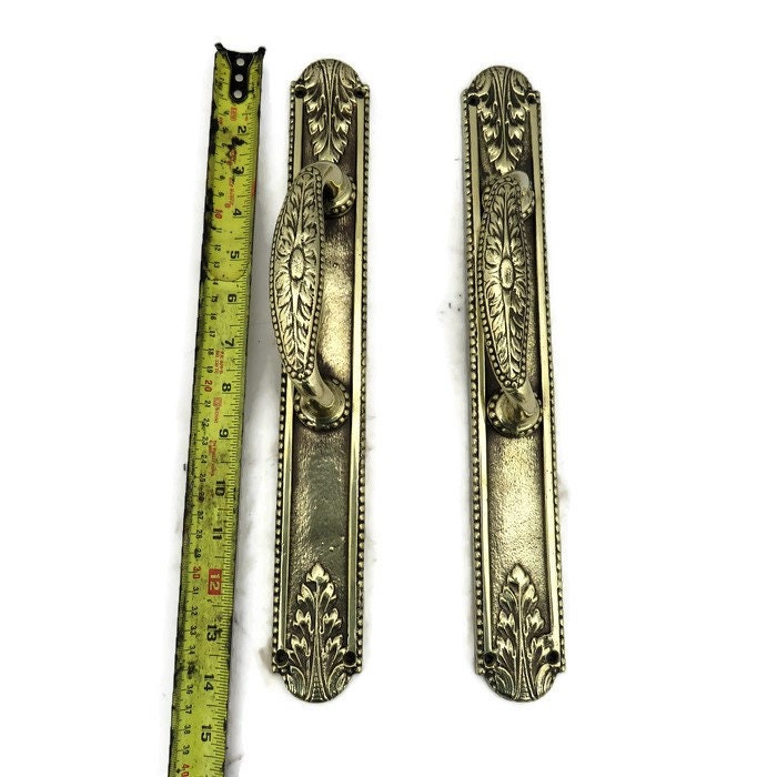 Reclaimed Large 14.2 Ornate Brass Victorian Nouveau Door Pull Grab Handle 2