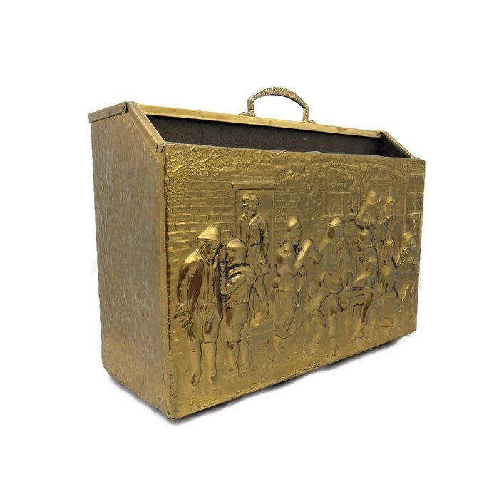 Vintage Lombard Brass Embossed Magazine Peasants Scene,Made in England ...