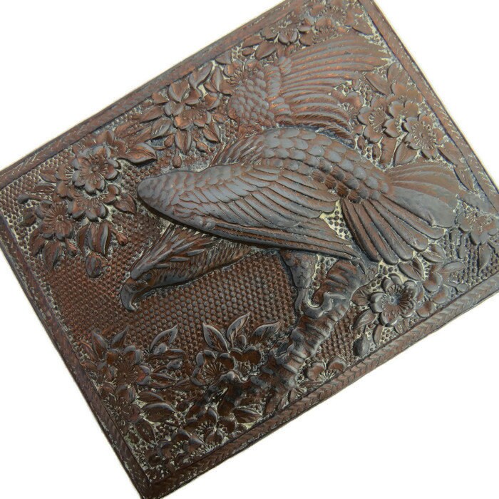 Antique Japanese Embossed Copper Trinket Box -Jewellery Box.Embossed ...