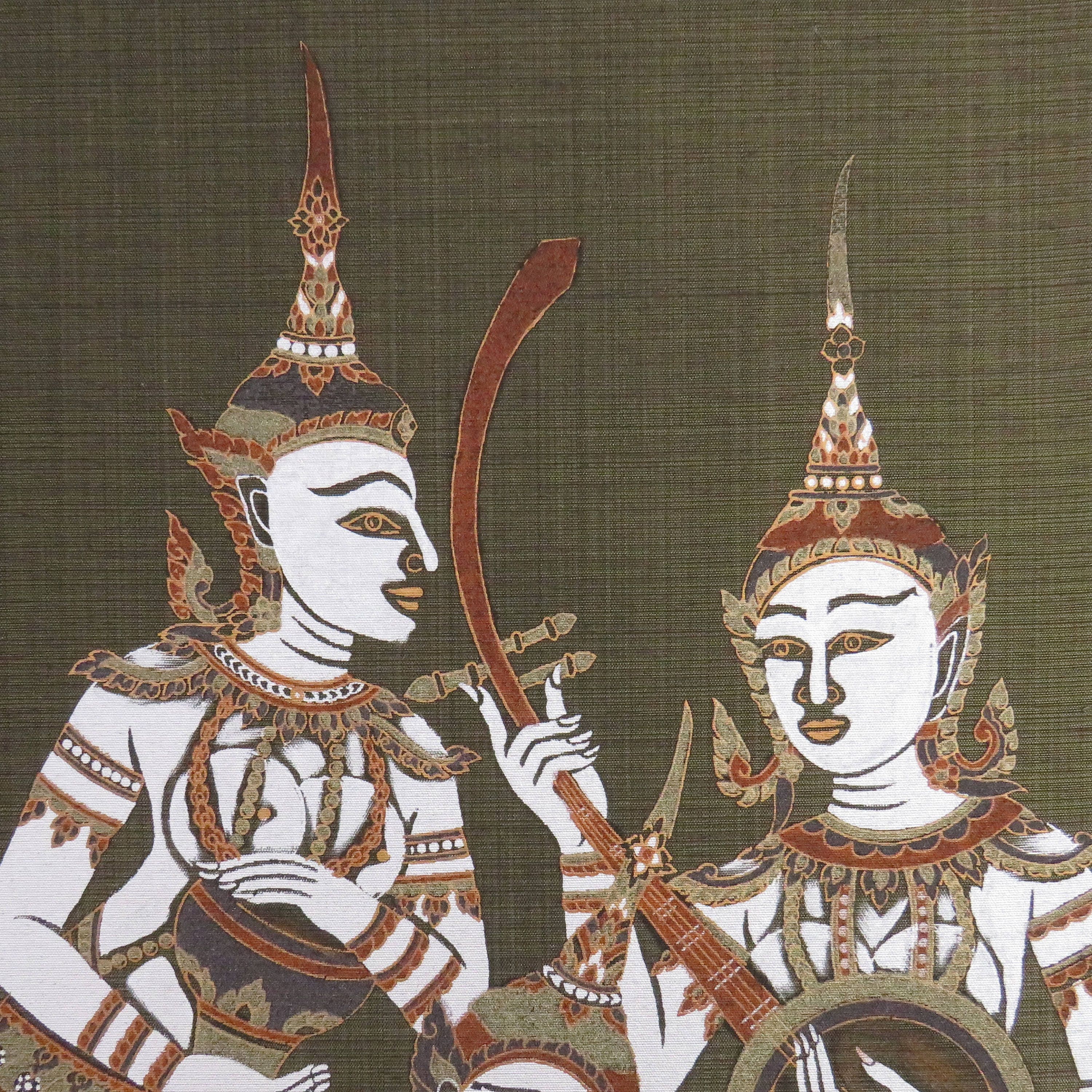 Thai Deities Painted on Fabric 20'' H.Thai Painting on Silk? of 3 ...