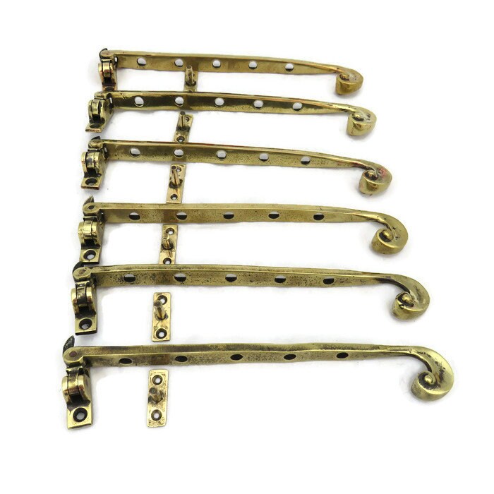 Reclaimed Large Antique Solid Brass 10'' inch Window Stay Monkey Tail ...