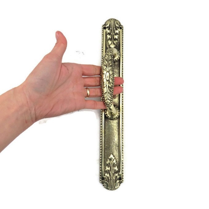 Reclaimed Large 14.2 Ornate Brass Victorian Nouveau Door Pull Grab Handle 2
