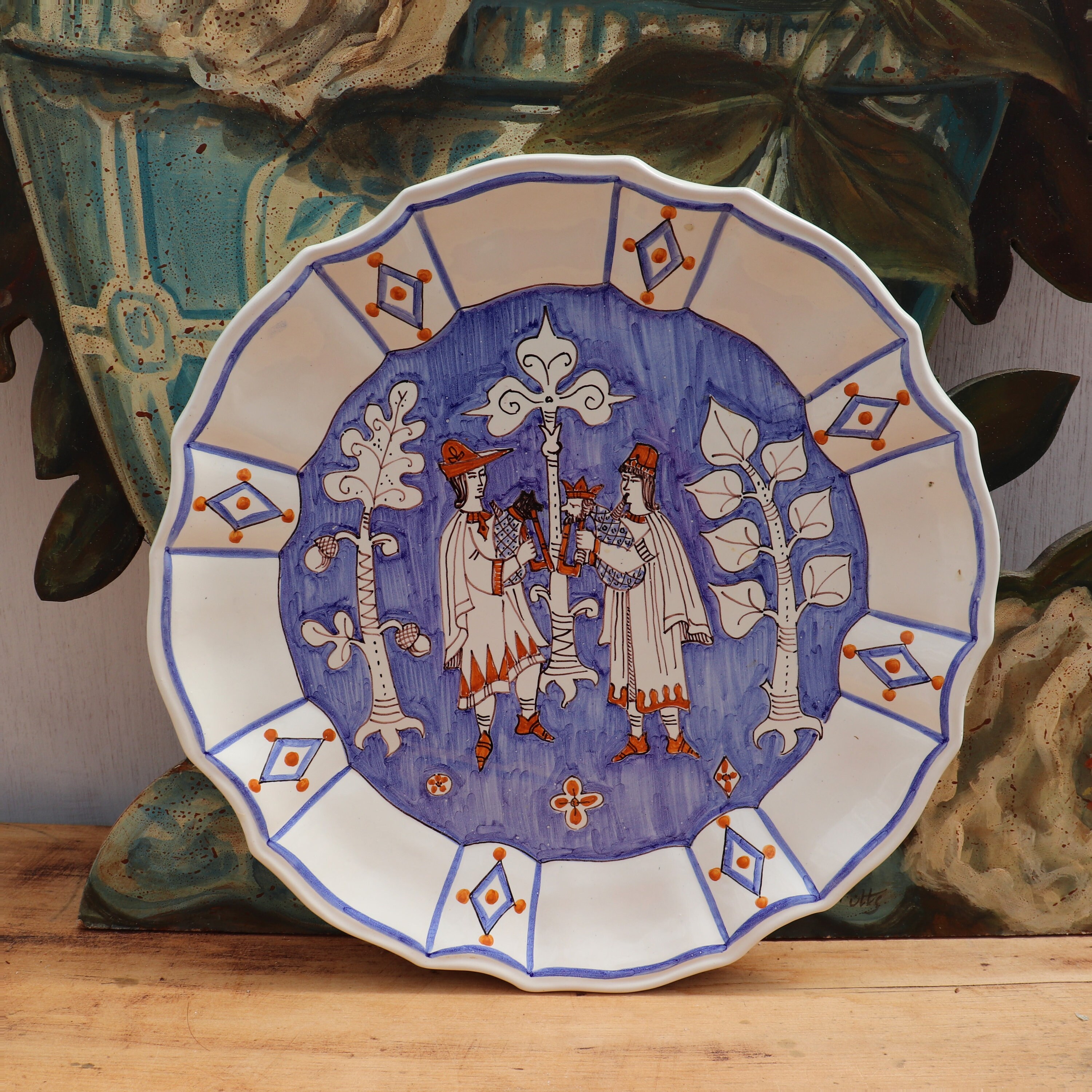 Italian Ceramic Hand Painted Wall Plate By Rampini Gubbio With Medieval ...