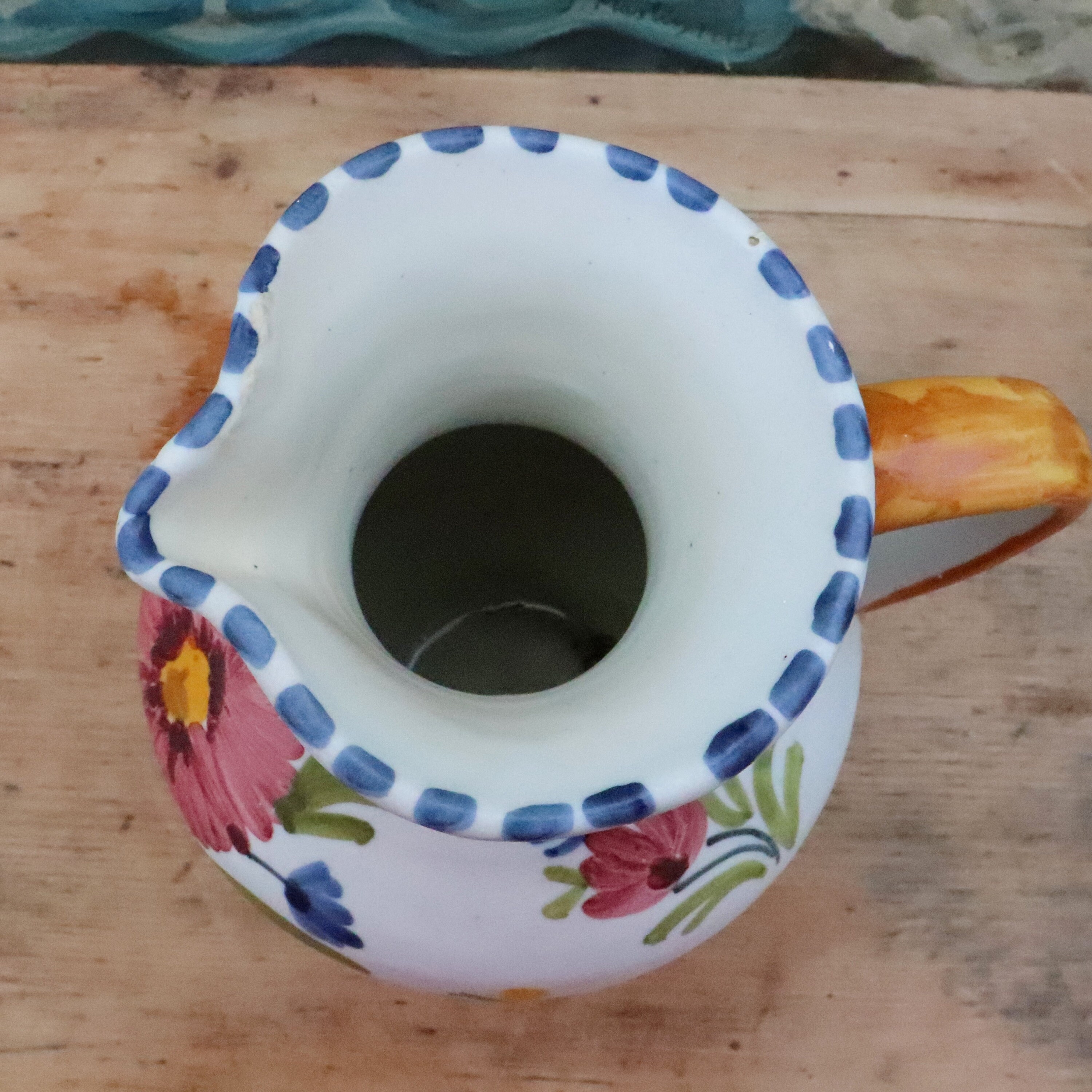 Spanish Talavera Hand Painted Stoneware Pitcher Jug With Floral ...
